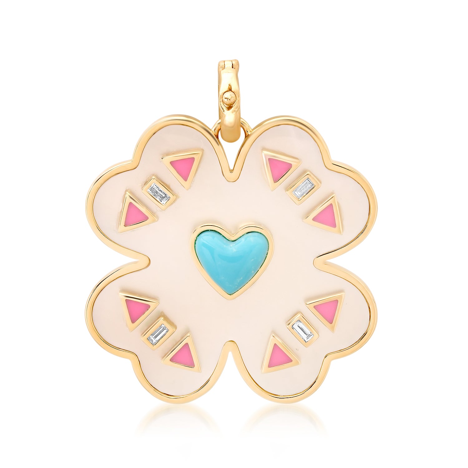 14K Mother of Pearl, Turquoise & Diamond Ashleigh Clover Charm – storrow