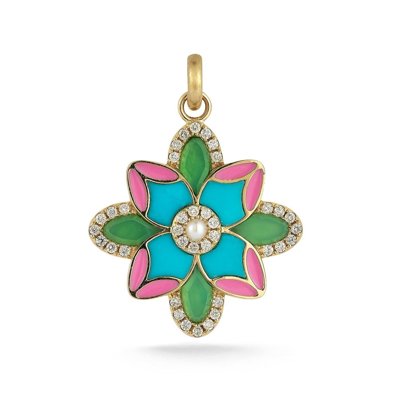 14K Gold Violet Large Flower Mixed Stone Charm – storrow