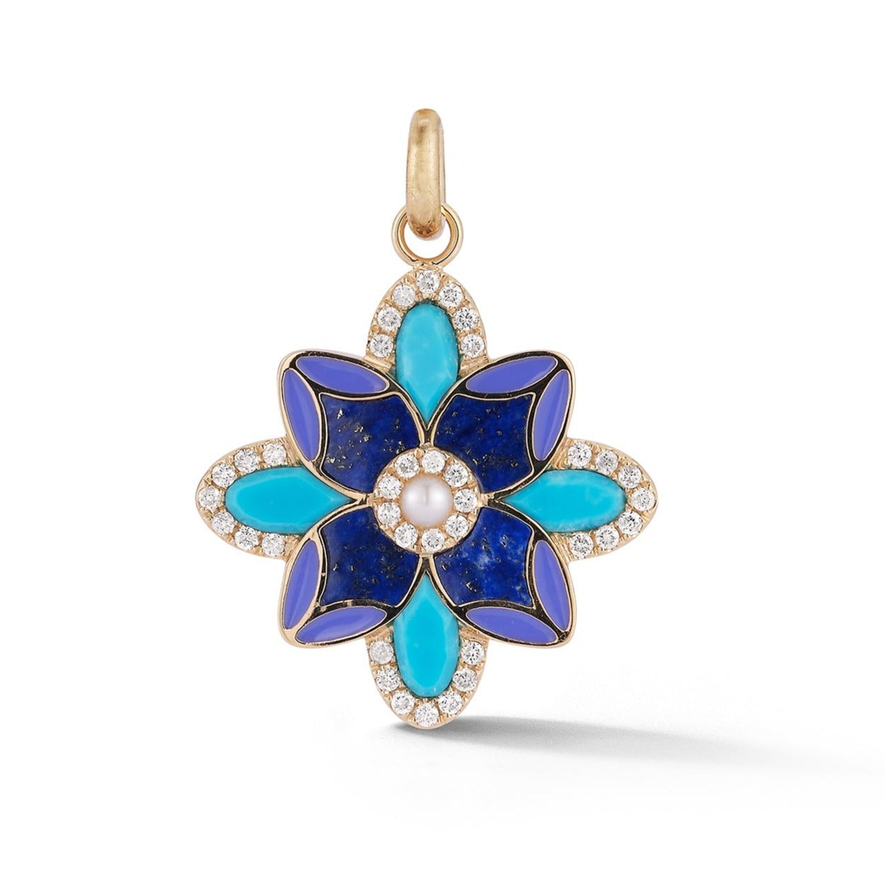 14K Gold Violet Large Flower Mixed Stone Charm – storrow