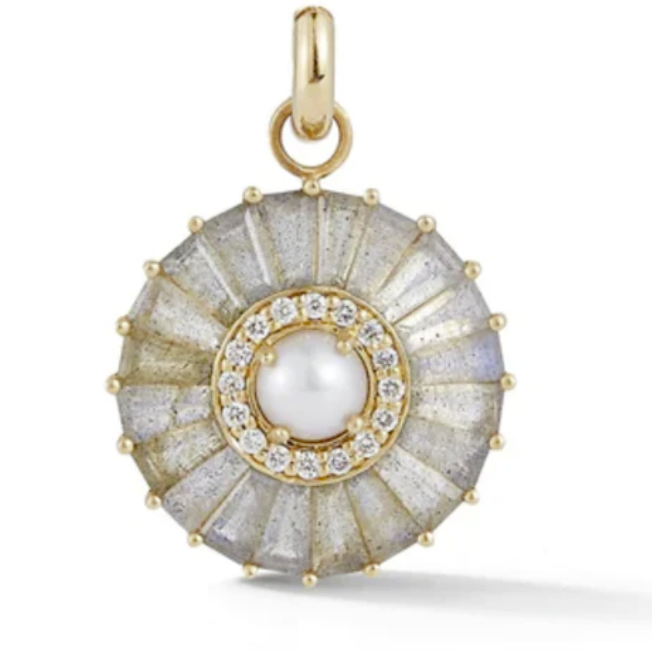14K Gold Labradorite Diamond & Pearl Emily Large Charm – storrow