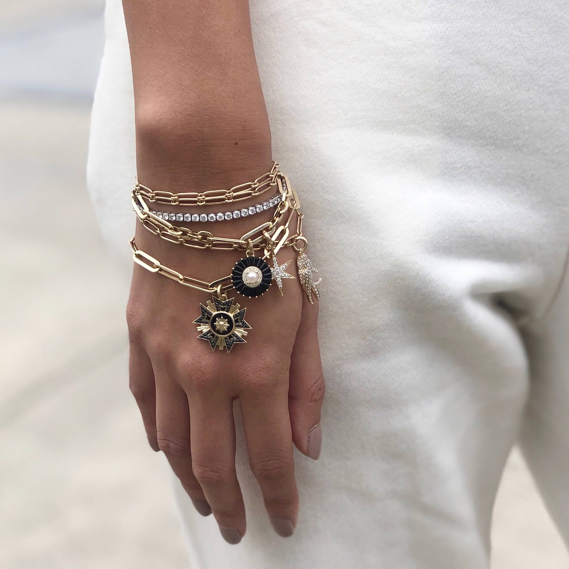 14K Gold Onyx Diamond & Pearl Emily Charm – storrow