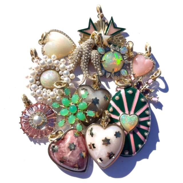 14K Gold Pink Tourmaline Diamond & Pearl Emily Charm – storrow