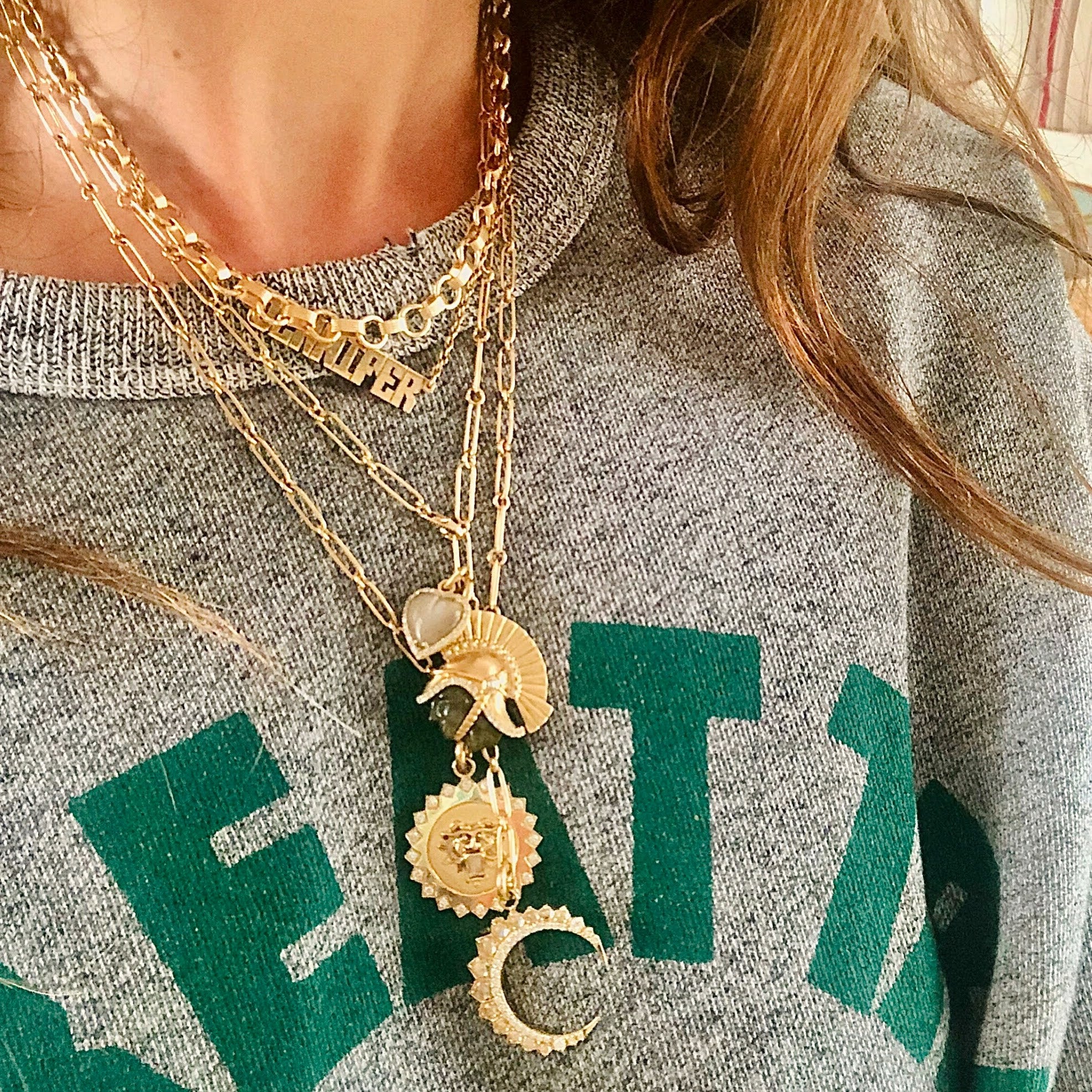 14K Gold Diamond & Rainbow Moonstone Crescent Moon Estelle Charm – storrow