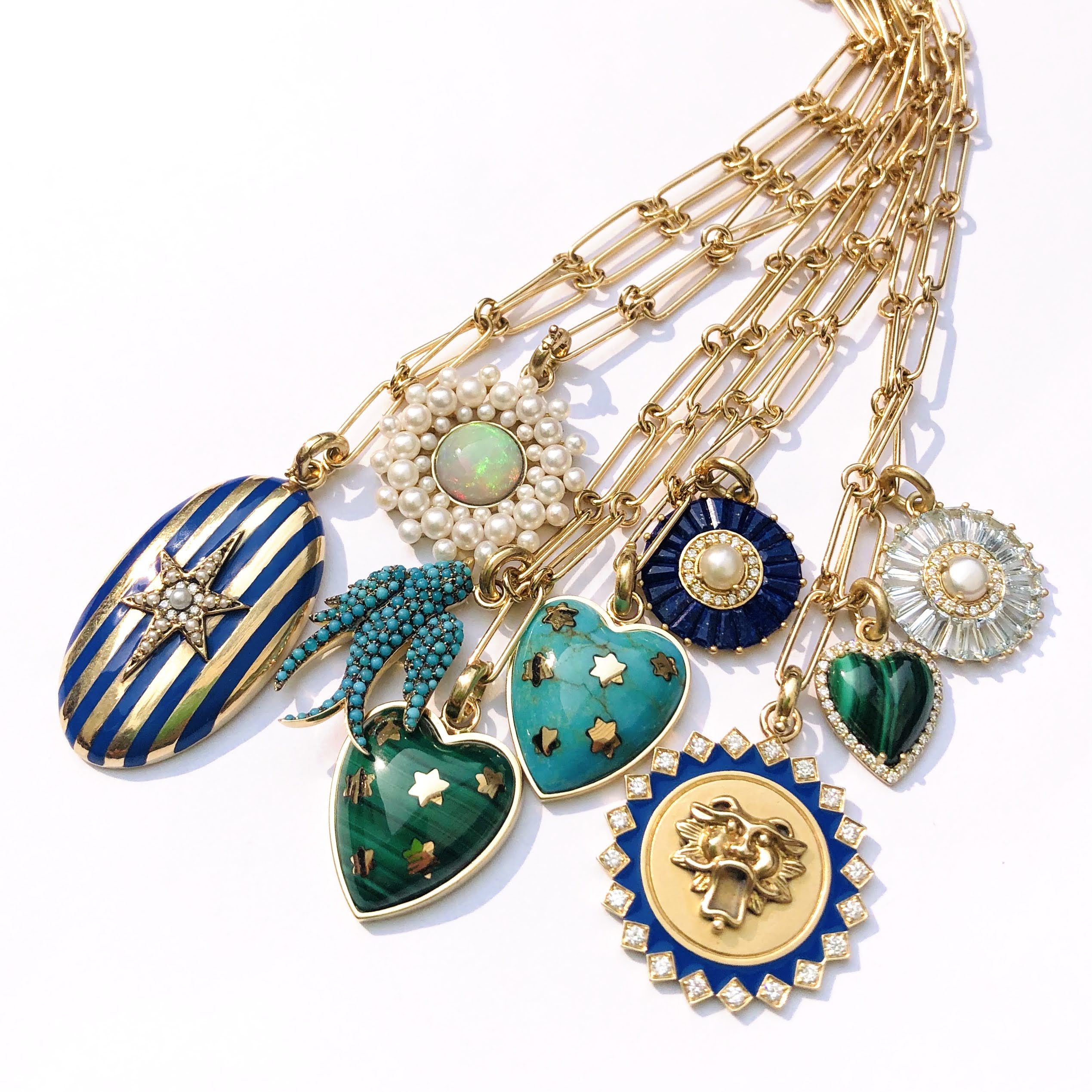 14K Gold Aquamarine Diamond & Pearl Emily Charm – storrow