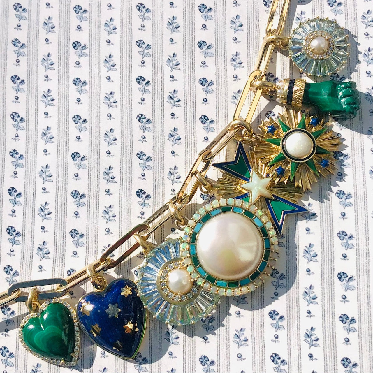 14K Gold Aquamarine Diamond & Pearl Emily Large Charm – storrow