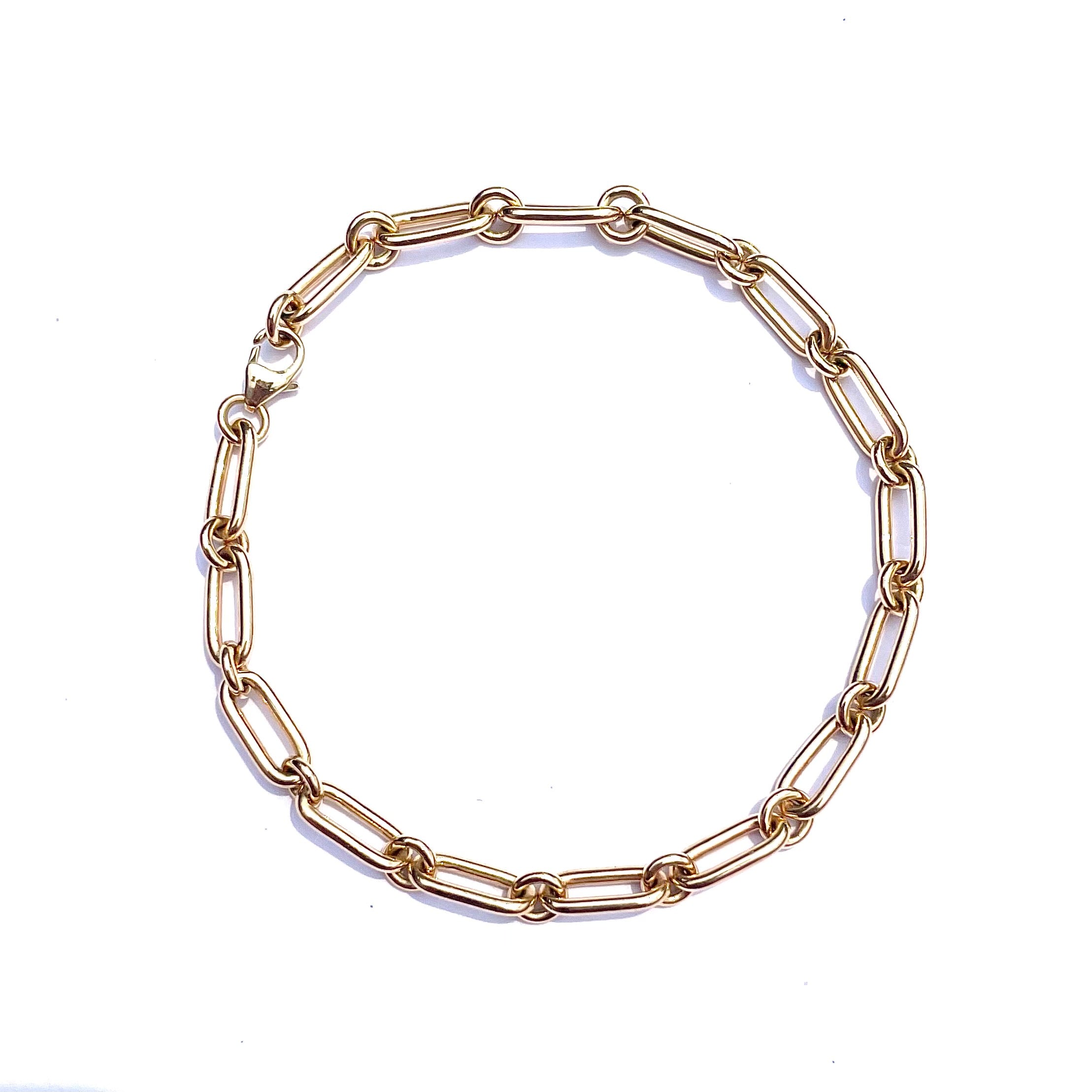 14K Gold Heavy Alternating Elongated Link 7" Oscar Chain Bracelet – storrow